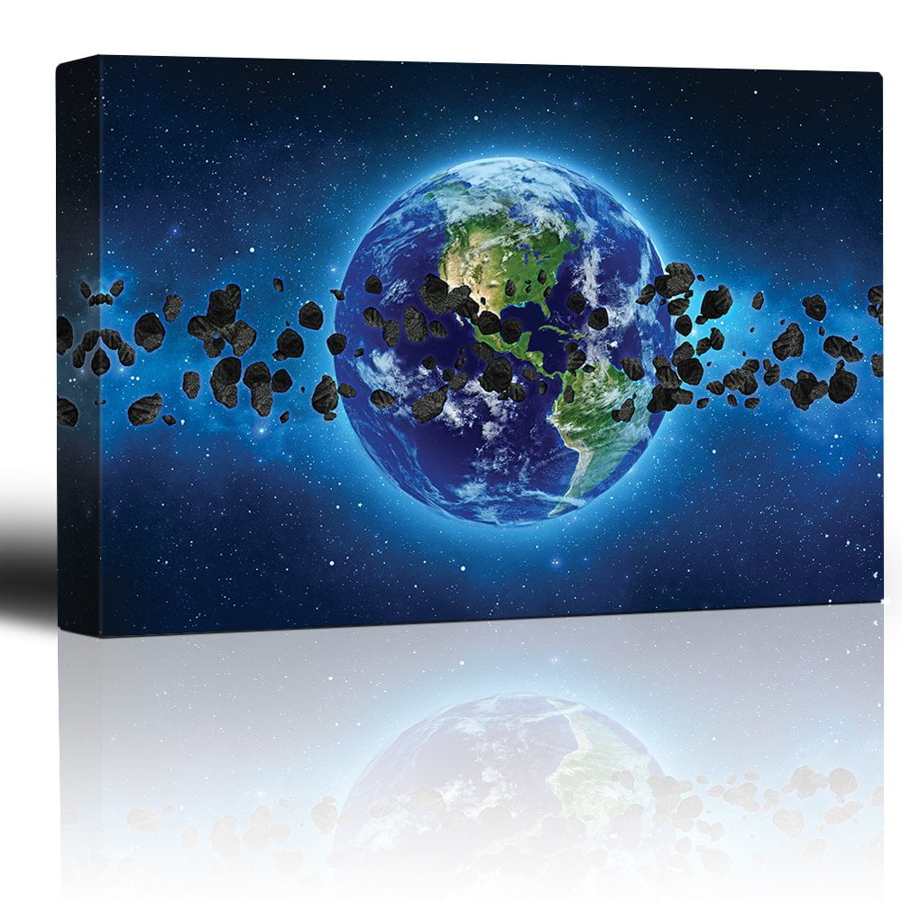 wall26 - Rocks Floating Around Planet Earth from Outerspace - Canvas ...