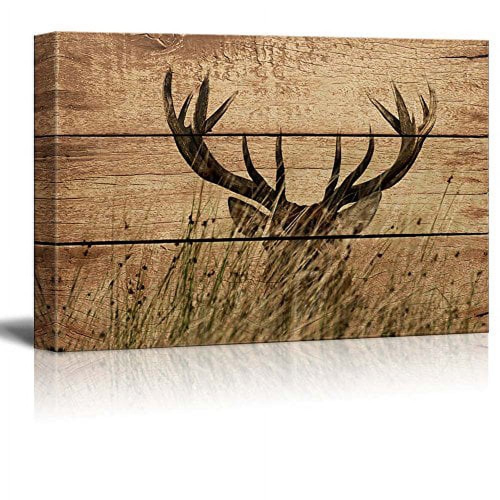 wall26 - Rustic Canvas Wall Art - Elk Antler - Giclee Print Modern Wall ...