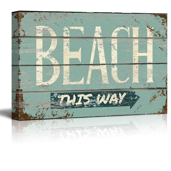 wall26 - Rustic Directional Beach Sign - Canvas Art Home Art - 16x24 ...