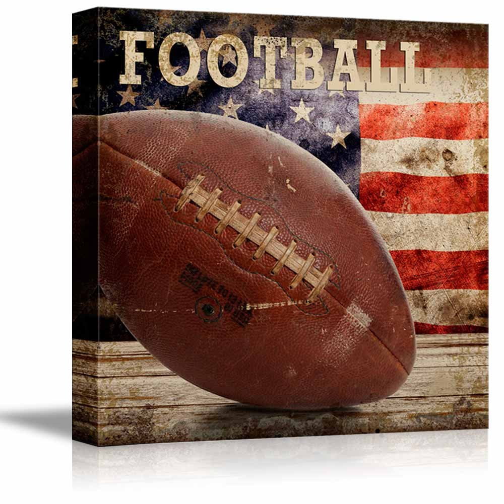 wall26 - Rustic Football - Football Vintage Wood Grain - Canvas Art ...