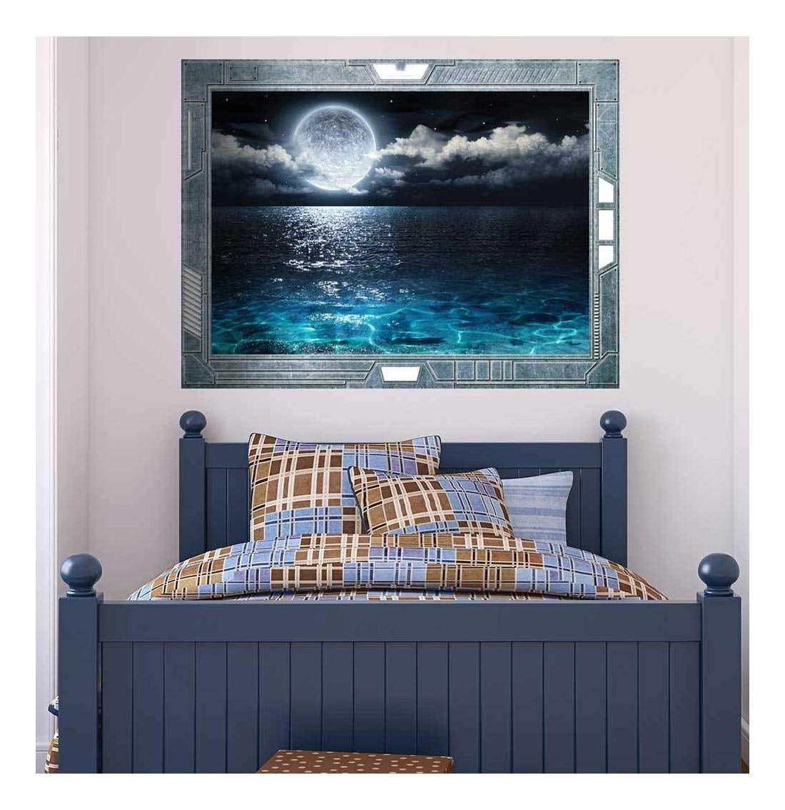 wall26 - Science Fiction ViewPort - Decal - The Moon Peeking Through ...