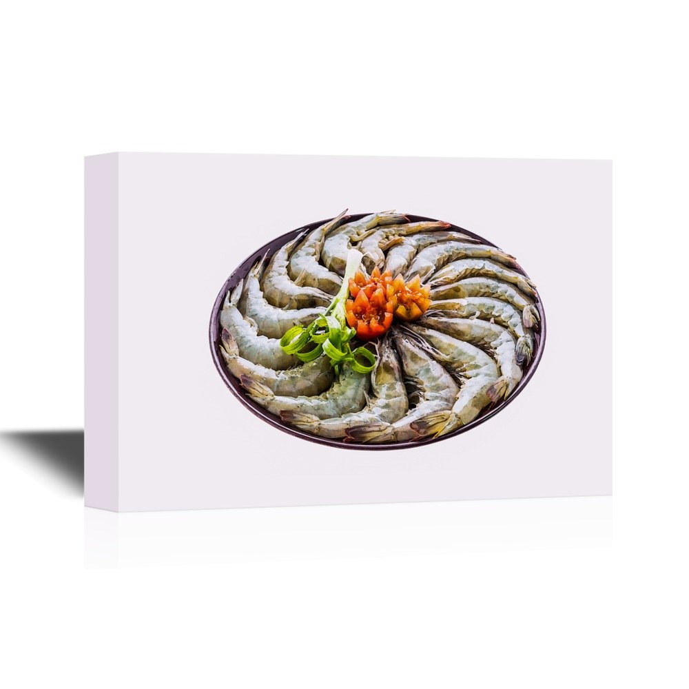 wall26 - Seafood Canvas Wall Art - Raw Prawn and Shrimp in Plate ...