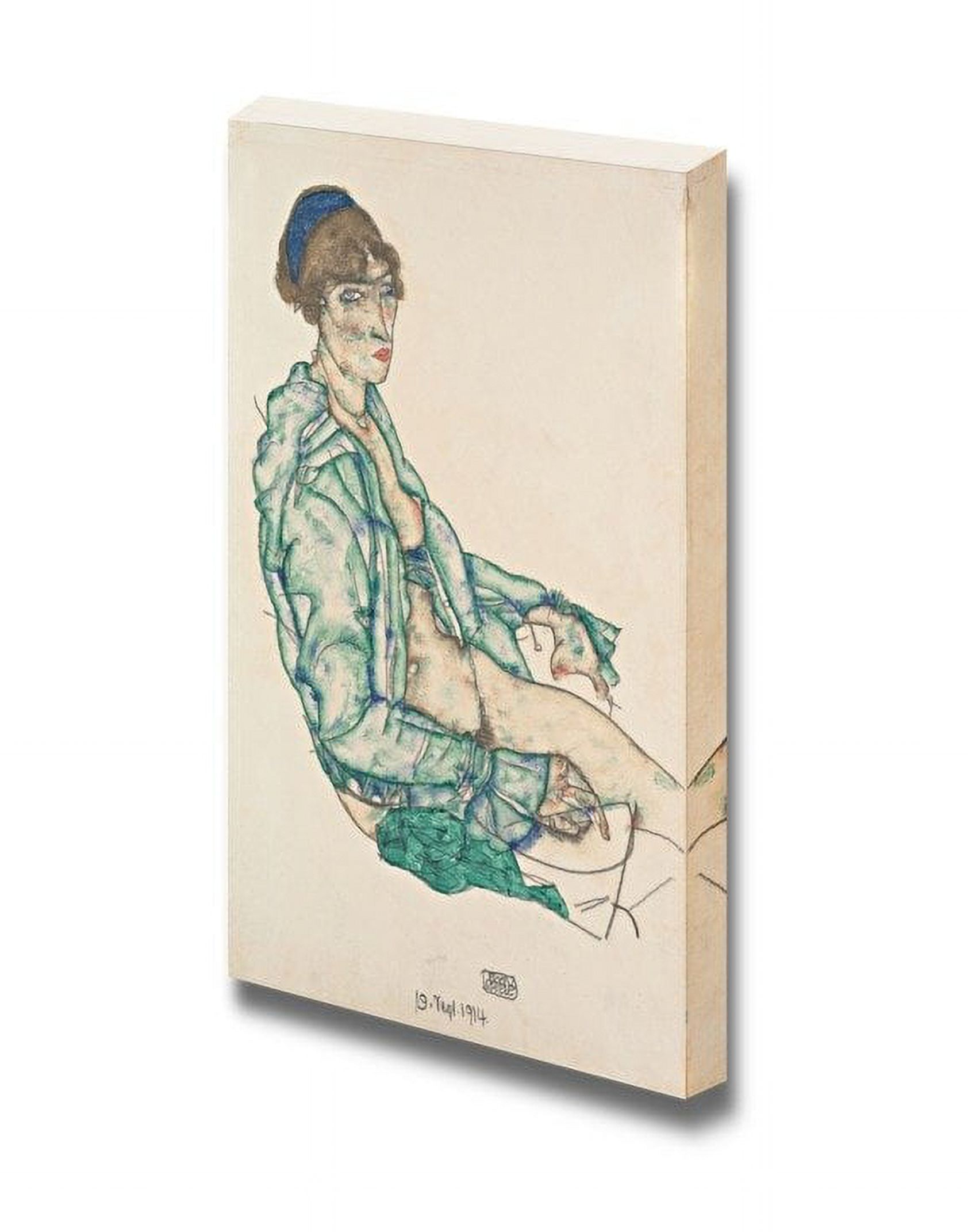 wall26 - Seated Woman with Blue Hair Band by Egon Schiele - Canvas ...