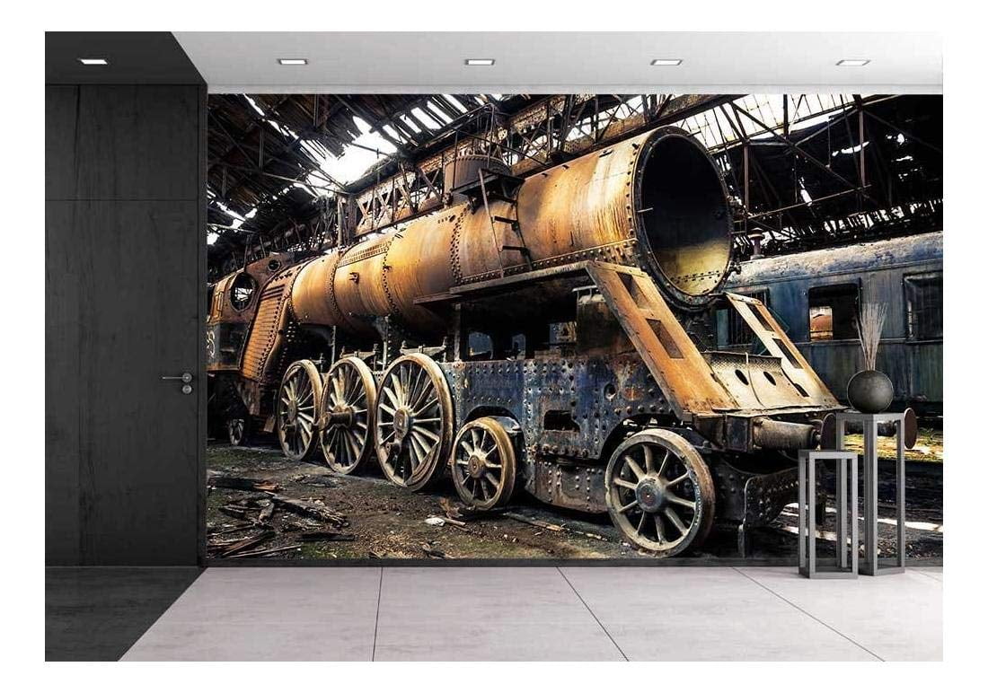 wall26 - Some Trains at Abandoned Train Depot - Removable Wall Mural ...