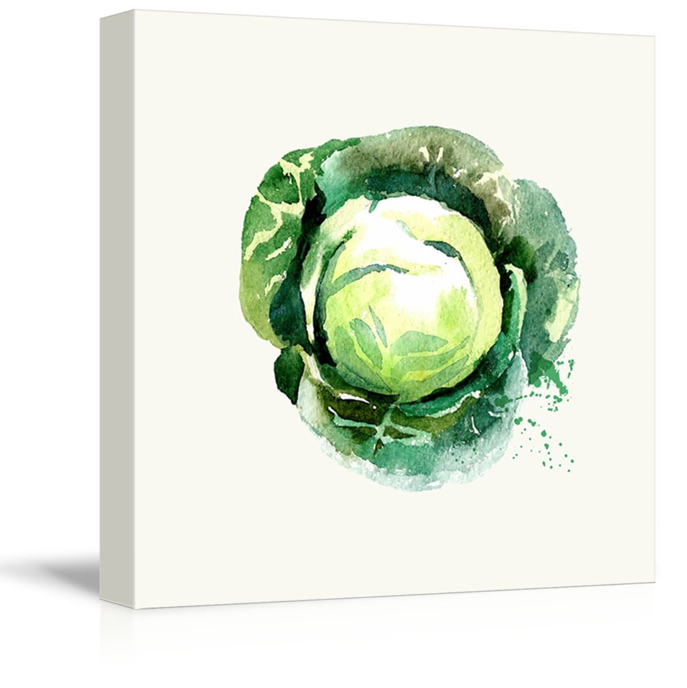 wall26 - Square Canvas Wall Art - Cabbage Watercolor | Fruits ...