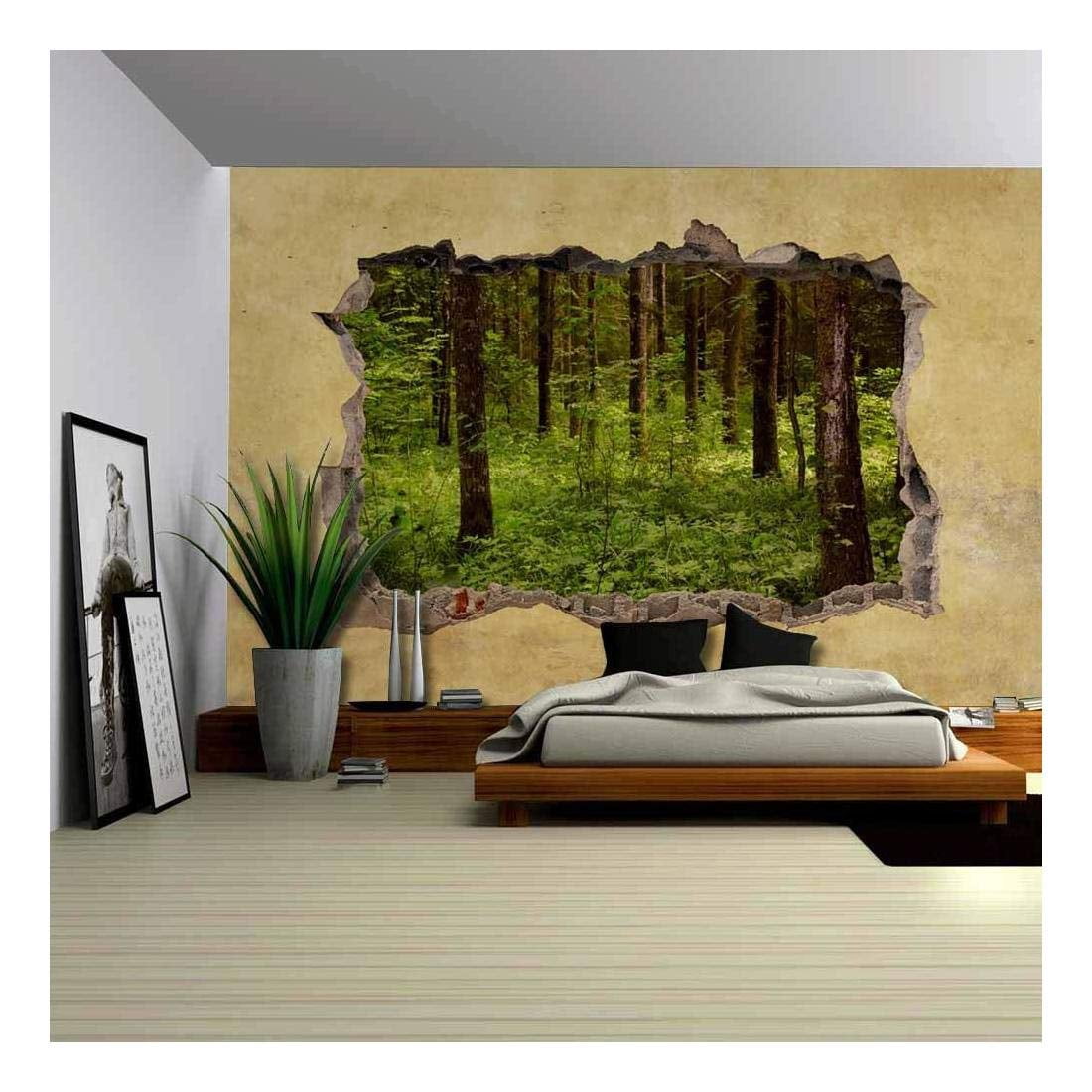 wall26 - Trees in The Forest Viewed Through a Broken Wall - Large Wall ...