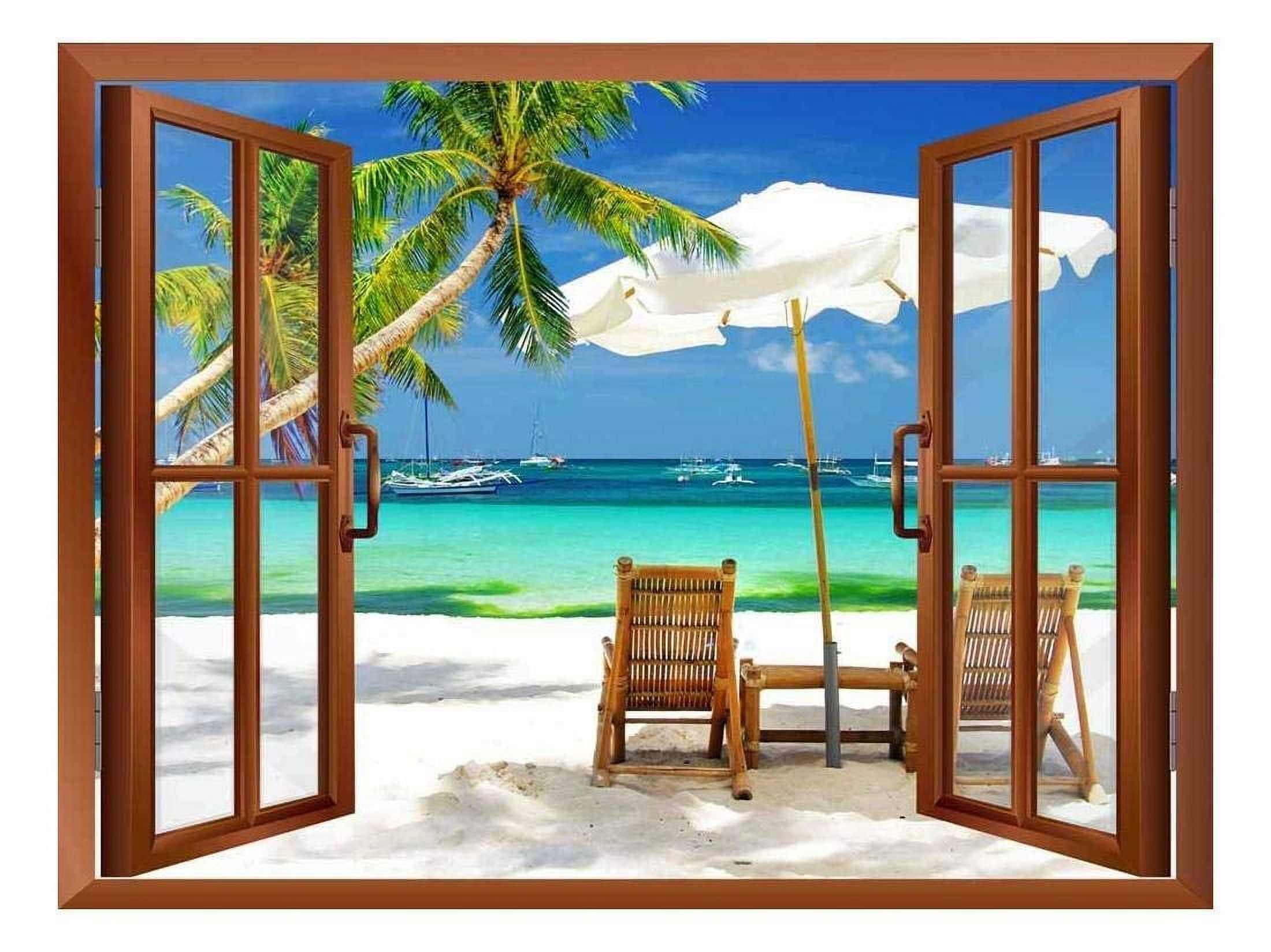 wall26 - Tropical Beach Scenery Removable Wall Sticker/Wall Mural - 36 ...