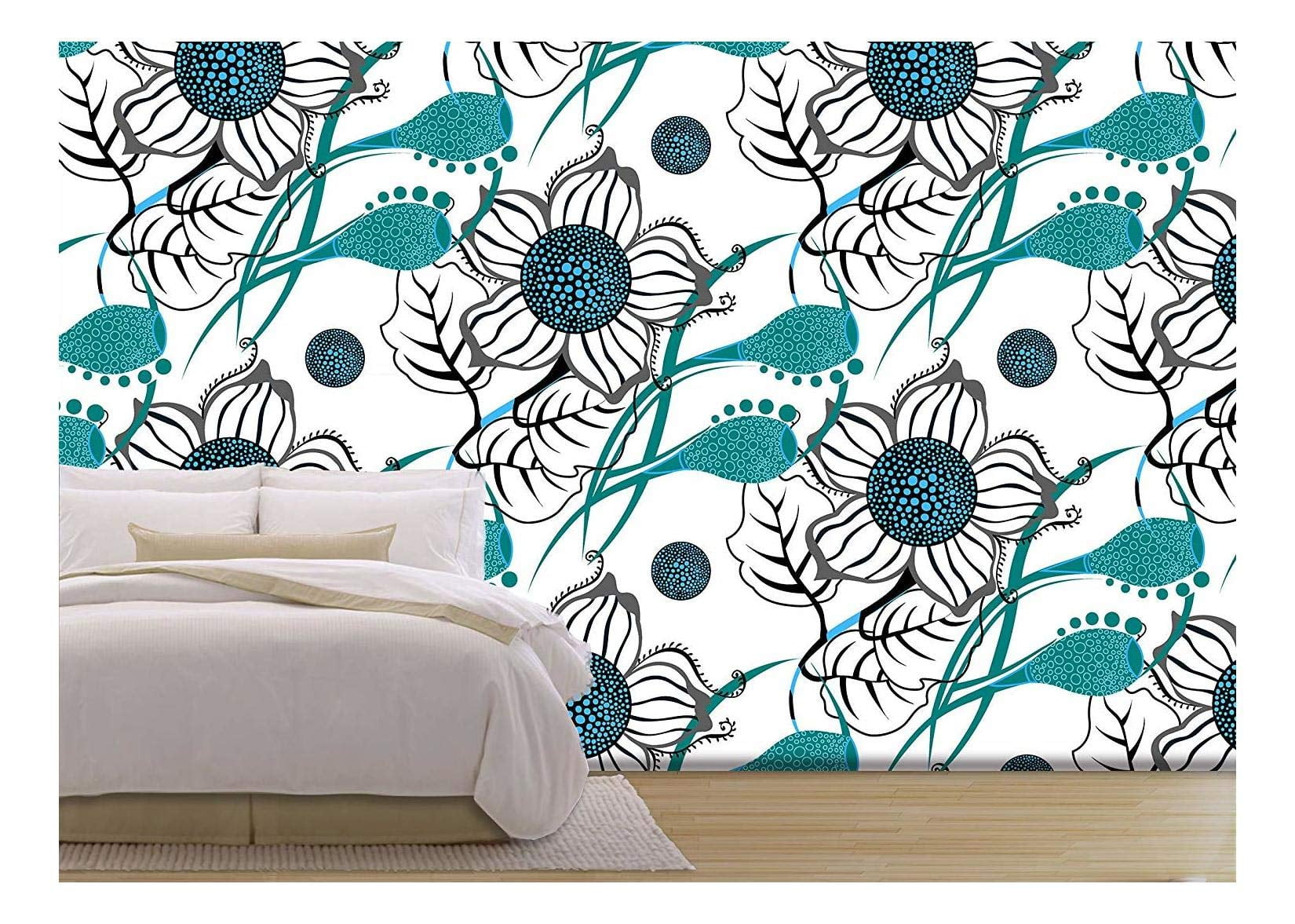 wall26 - Vector - Repeating Modern Floral Background Pattern. Flower ...
