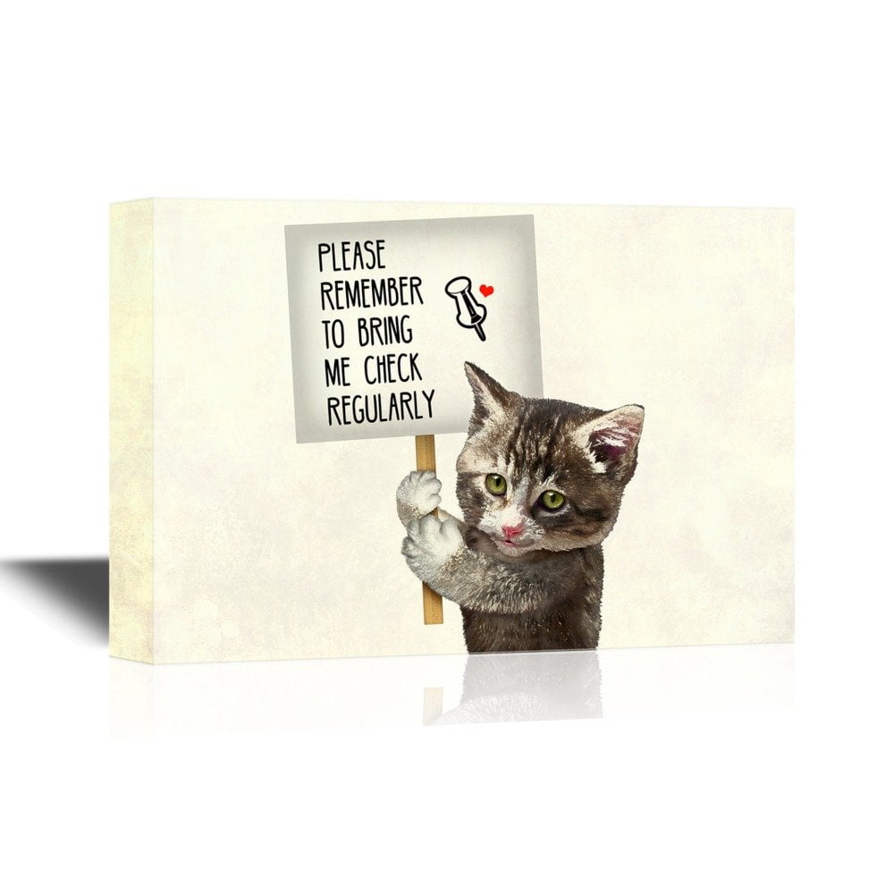 wall26 - Vet Canvas Wall Art - Cat Holding a Sign Please Remember to ...