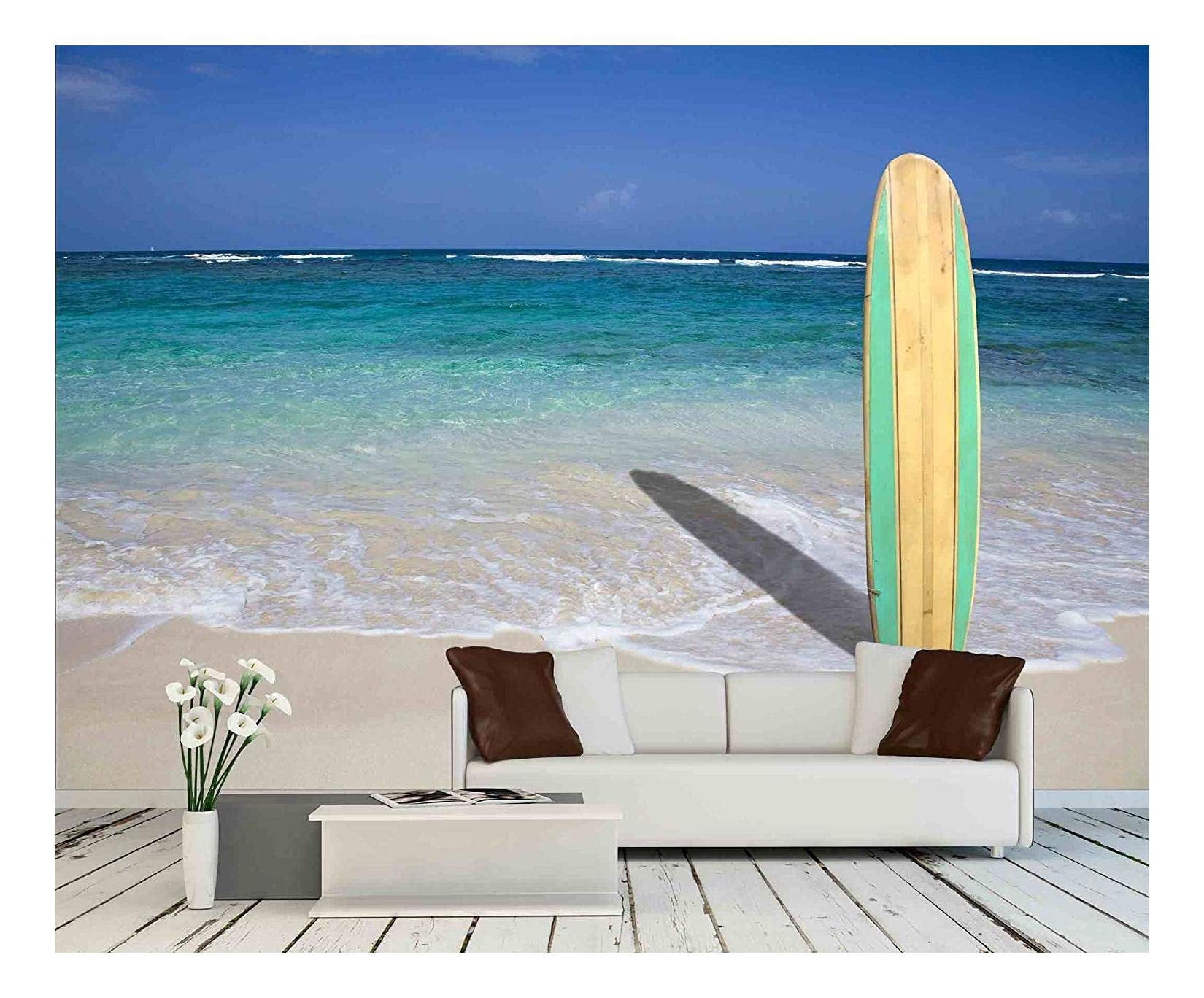 wall26 - Vintage Surfboard on The Beach - Removable Wall Mural | Self ...