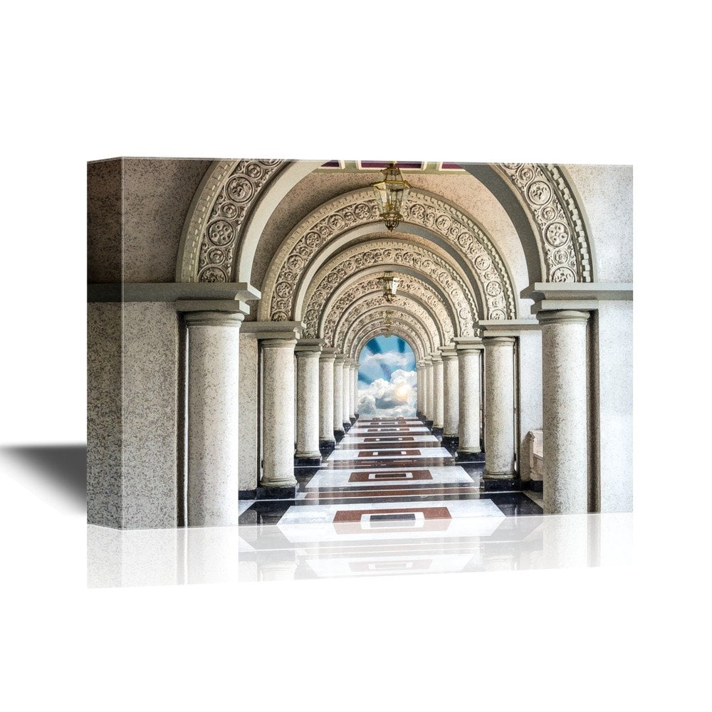 wall26 - Watercolor Style Canvas Wall Art - Beautiful Arched Walkway ...