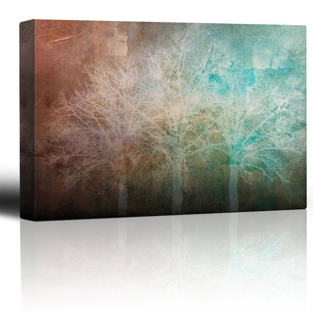 wall26 - White Trees Over a Bright Background with The Primary Colors ...