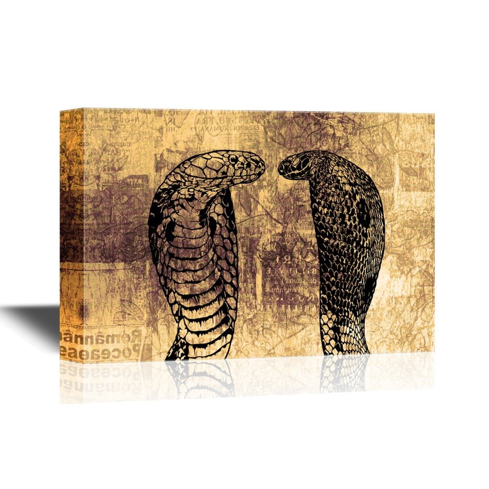 wall26 - Wild Animal Canvas Wall Art - Two Cobras on Grunge Background ...