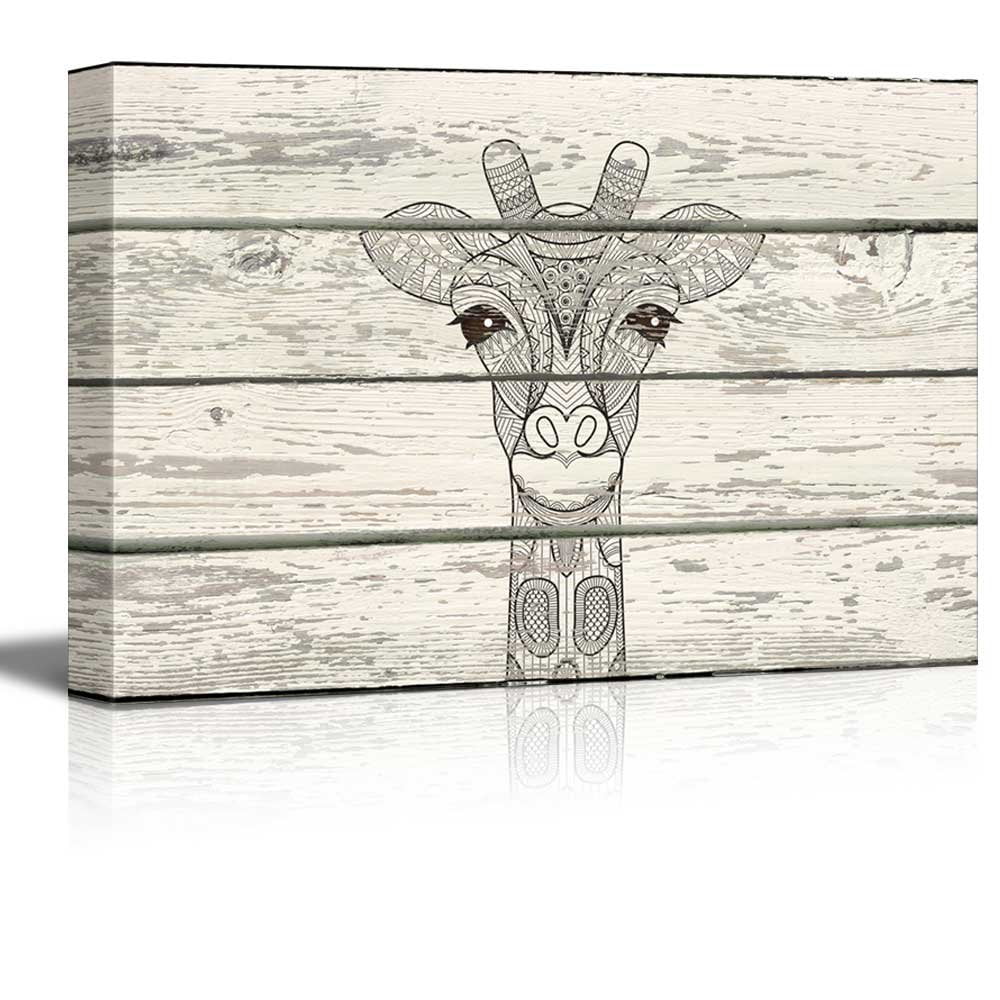wall26 - Zentangle Giraffe Artwork - Rustic Canvas Wall Art Home Art ...
