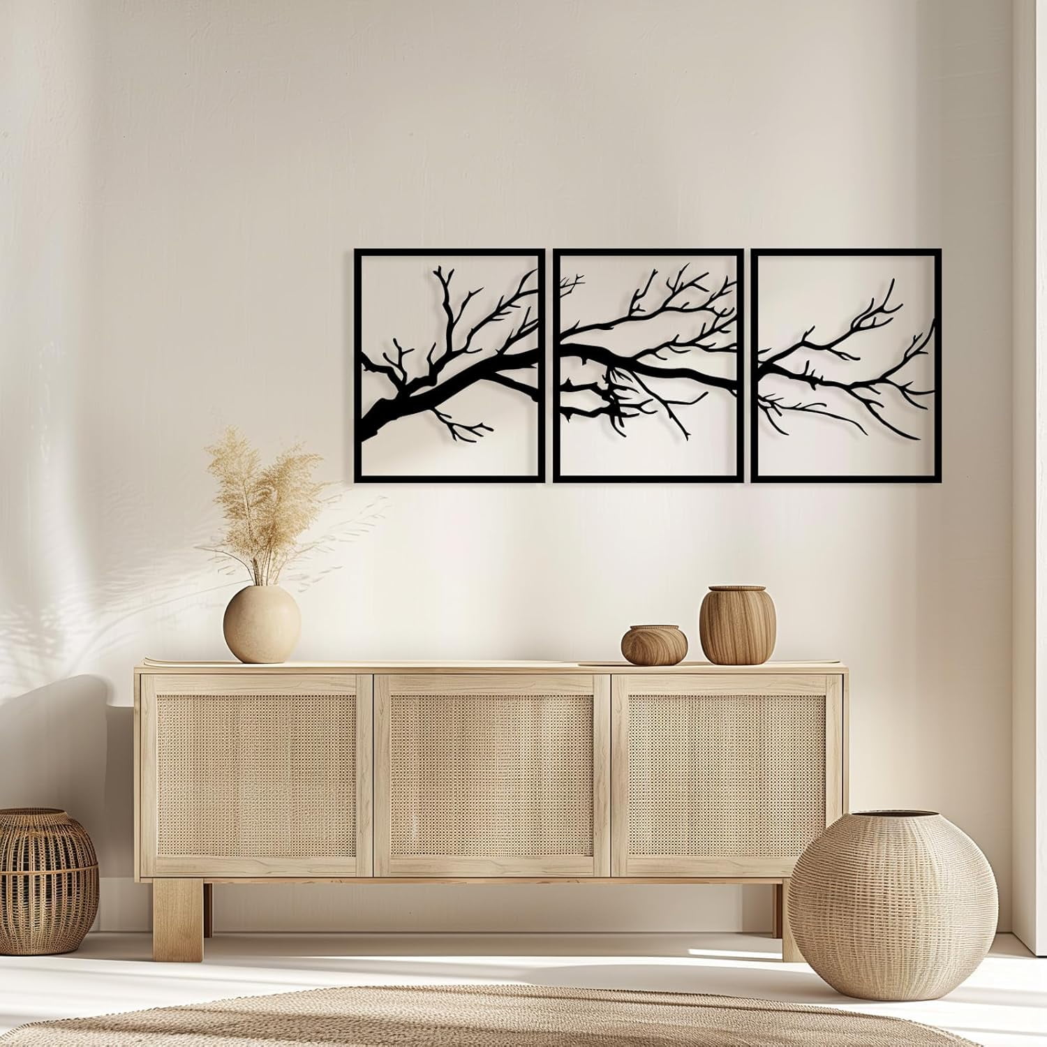 wallARTdecor 3 Panels Tree Branch Metal Wall Art,Branch Wall Decor ...