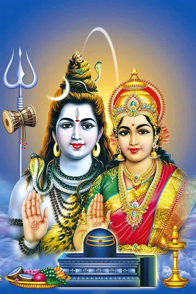 wallpics Lord Mahadev With Goddess Parvati Mata Religious Waterproof ...