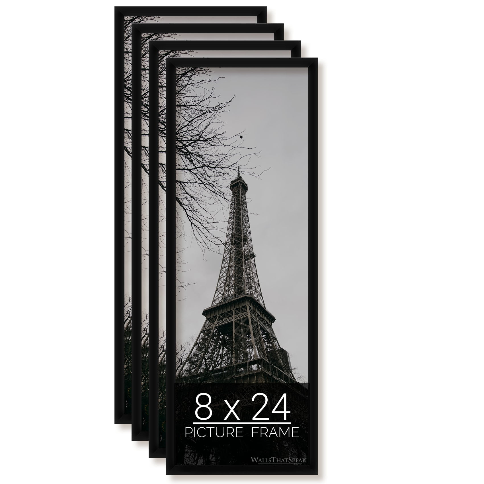 wallsthatspeak 8x24 Black Wood Picture Frame Set of 4 for Puzzles ...