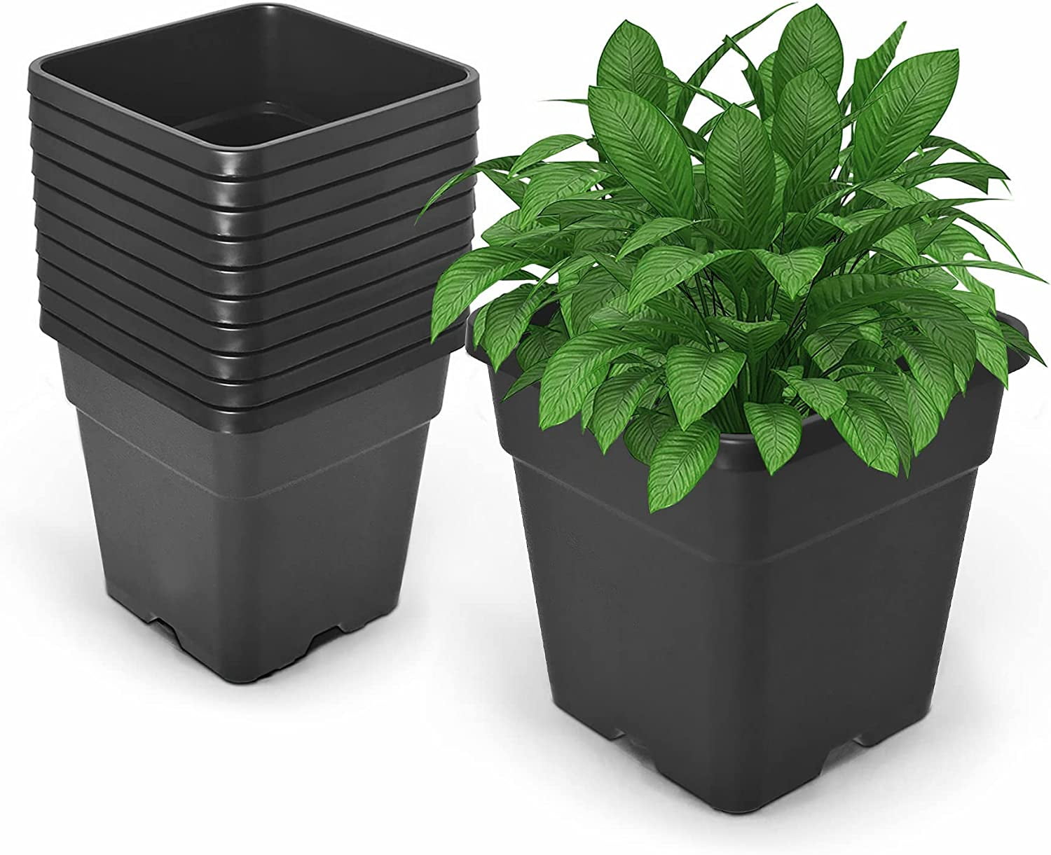 waltyotur 10PCS 5 Gallon Square Durable Planter Nursery Pots, Injection ...