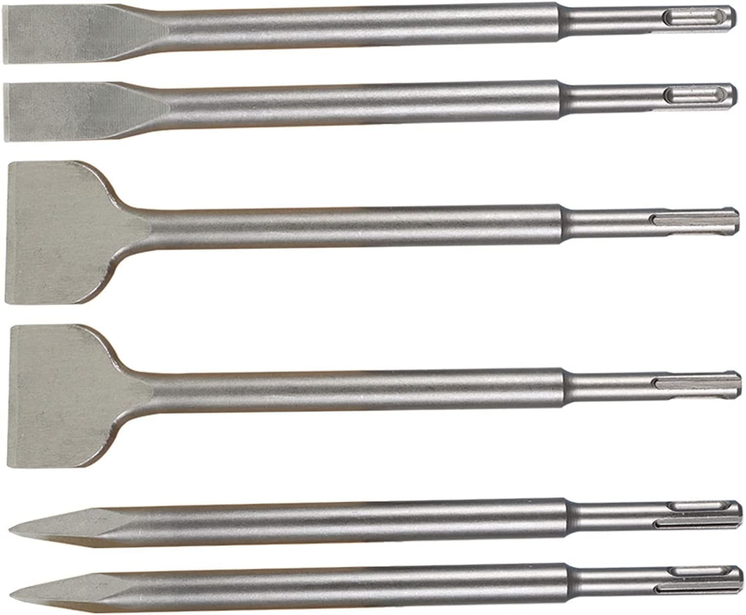waltyotur 6 Pcs SDS Chisel Set, Rotary Hammer Drill Chisel Bits Set, Masonry Concrete Chisel ...