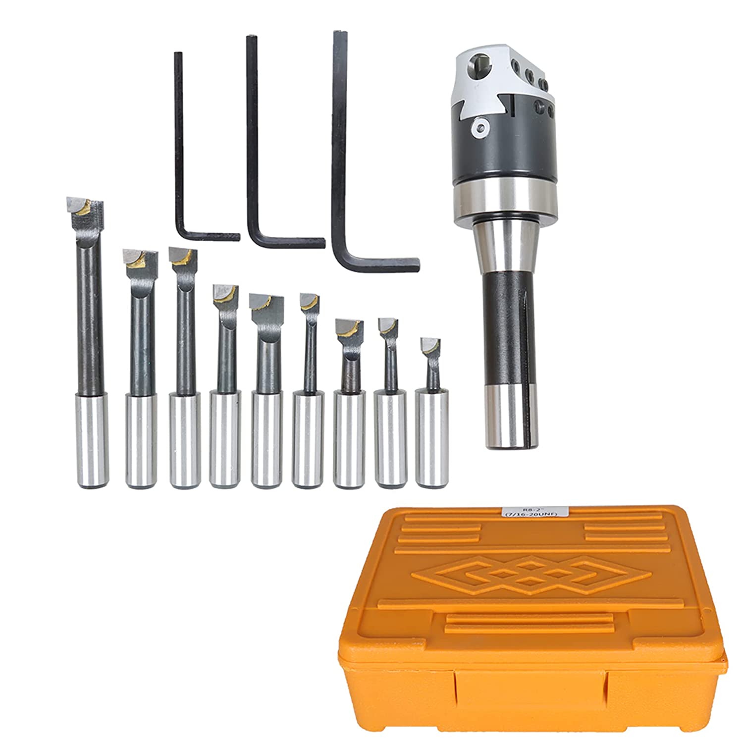 waltyotur 9 Piece 1/2 Inch Hard Alloy Boring Bar Set R8 Handle 2 Inch Boring Head 3 Piece ...