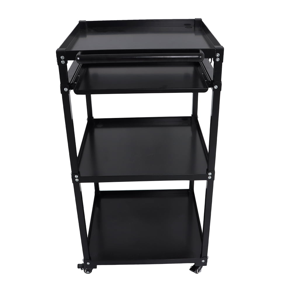 waltyotur Aluminum Presentation Cart with Keyboard Tray 3-Shelf Mobile ...