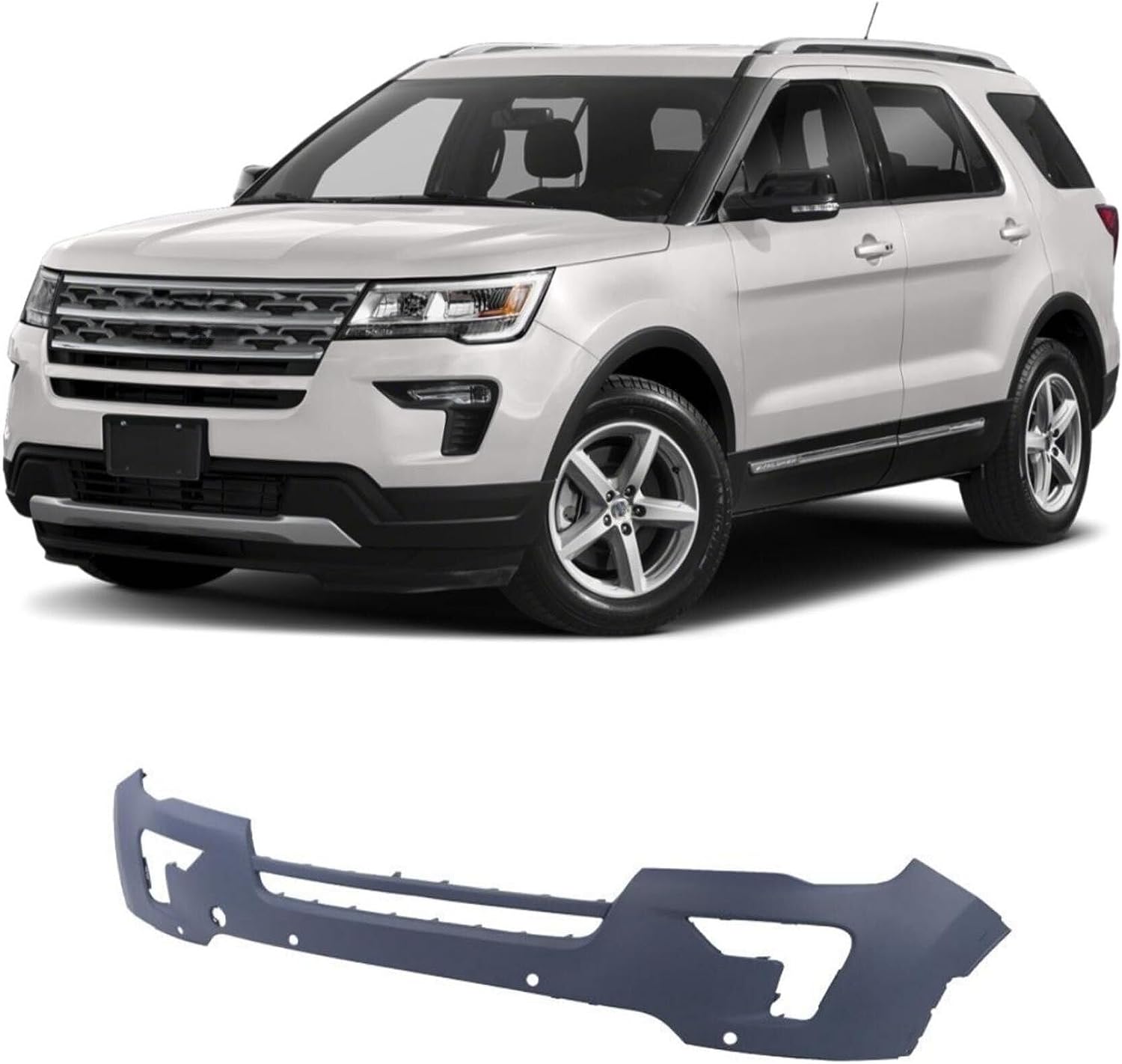 waltyotur Front Bumper Replacement for Ford Explorer 2018 2019 W/ 4 ...