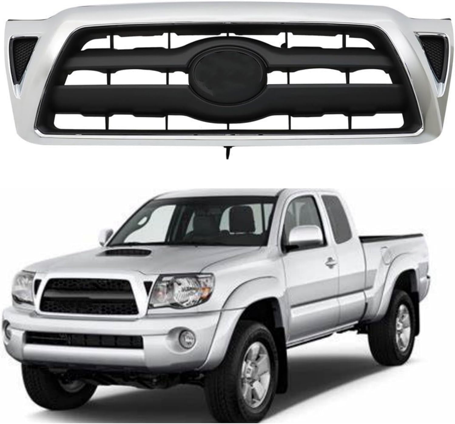 waltyotur Front Grille Chrome with Black Insert Replacement for Tacoma ...