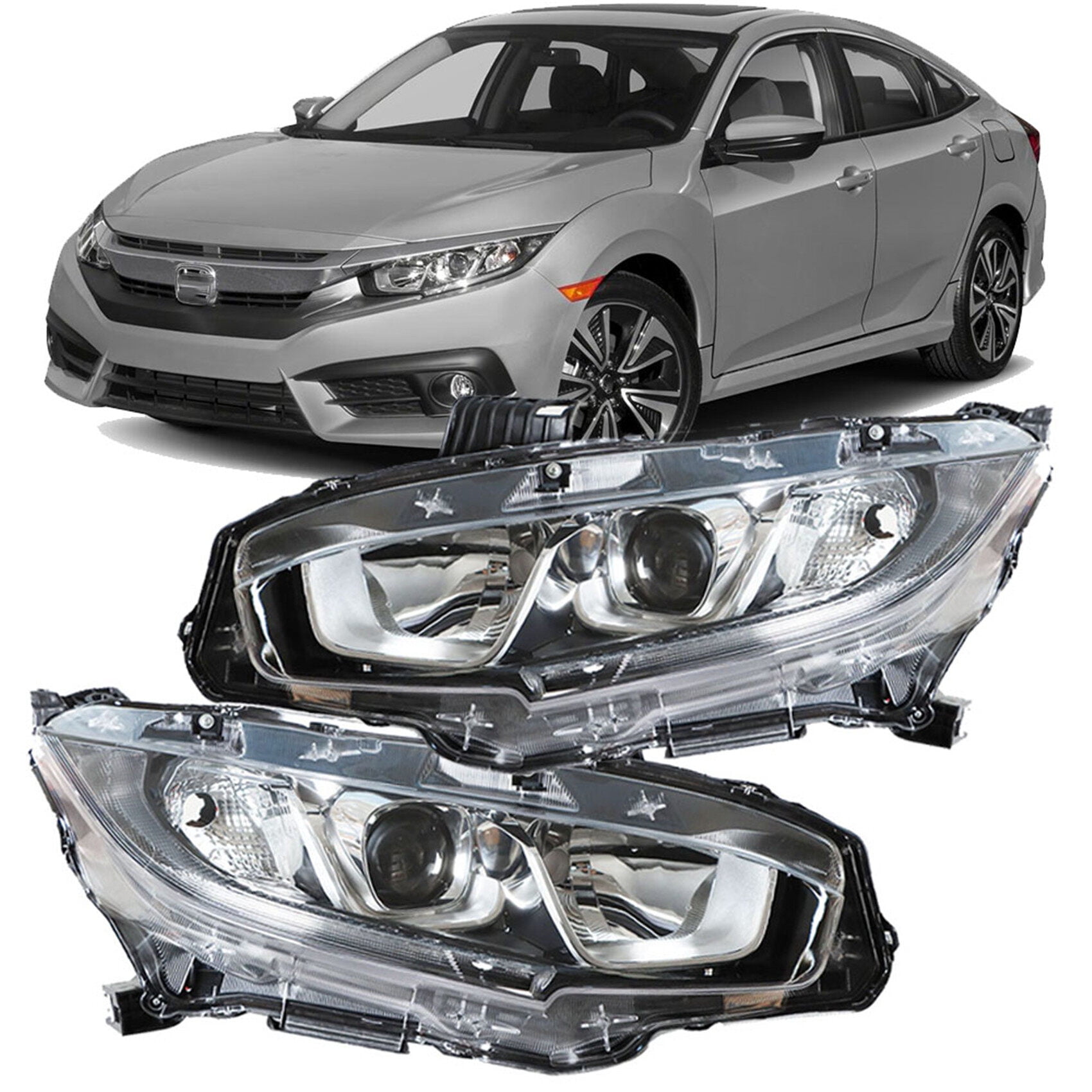 waltyotur Headlight Assembly Replacement for 2016-2020 Honda Civic ...