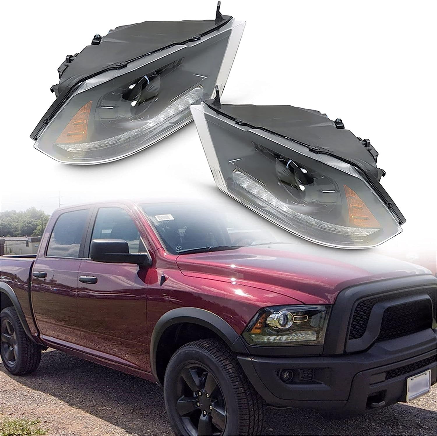 waltyotur Headlight Assembly Replacement for Ram 2009-2018 Truck ...