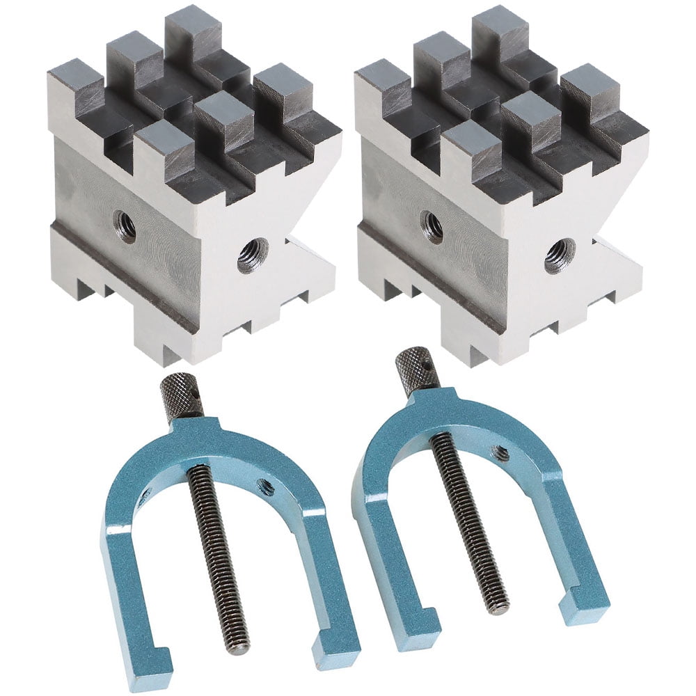 waltyotur Machinist V-Blocks 2-3/8" x 2-3/4" x 2" Clamp Set Hardened ...