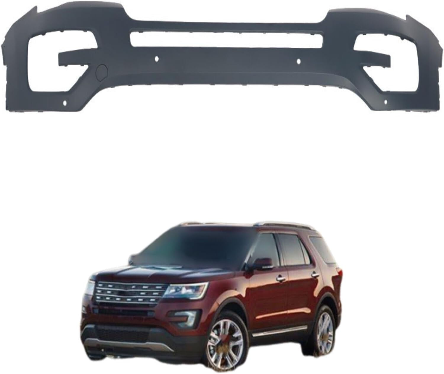 waltyotur Primed Plastic Front Bumper Cover with 4 Holes Replacement ...