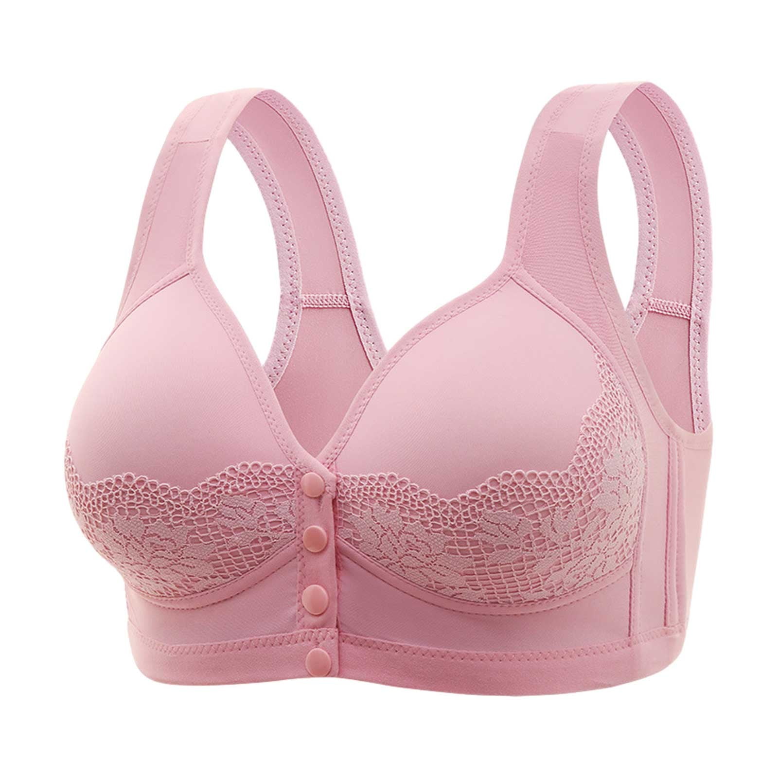 wamacs Bras for Older Women Floral Plus Size Bras Wireless Bras Snap ...