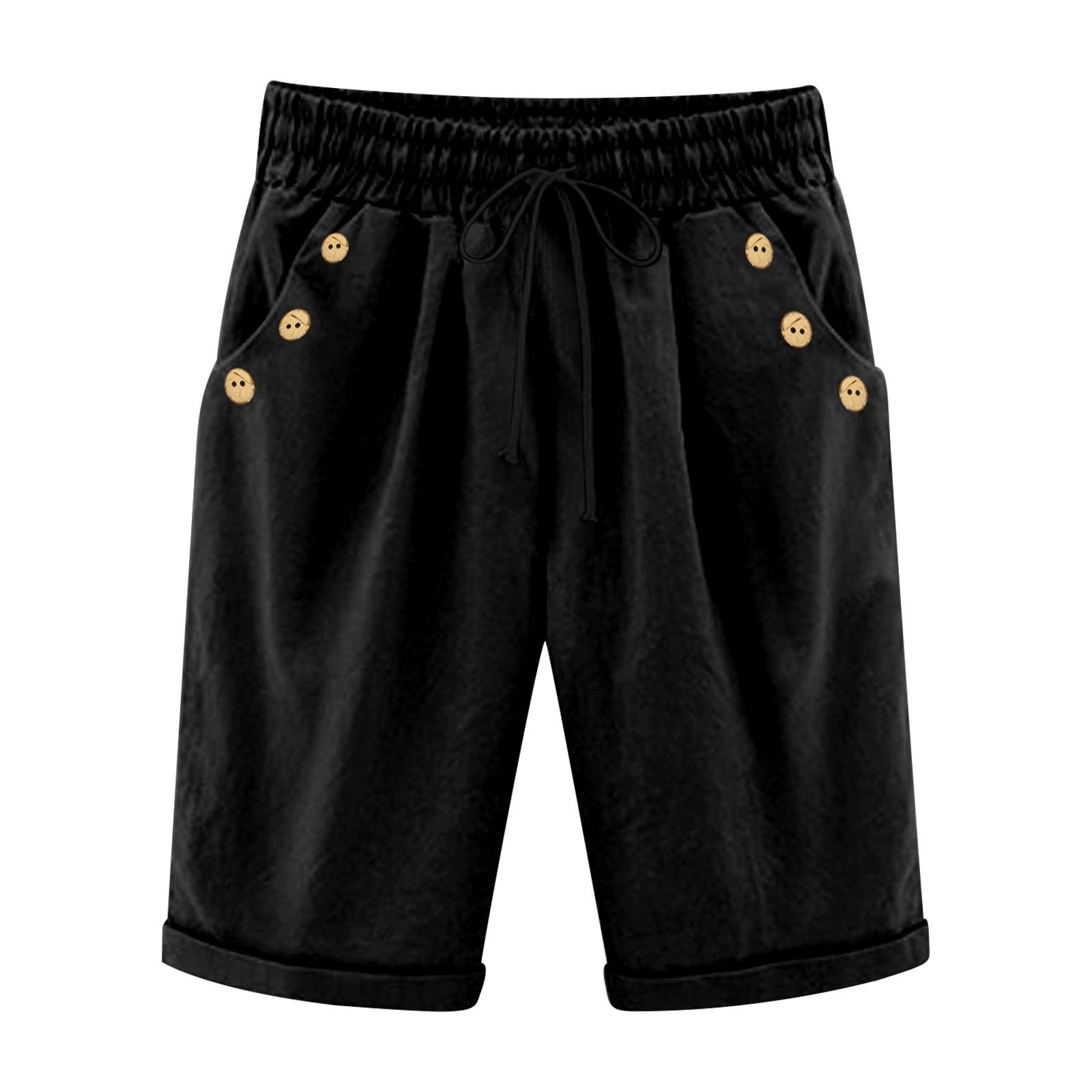 wamacs Womens Cotton Terry Bermuda Plus Size Knee Length Shorts Pockets ...