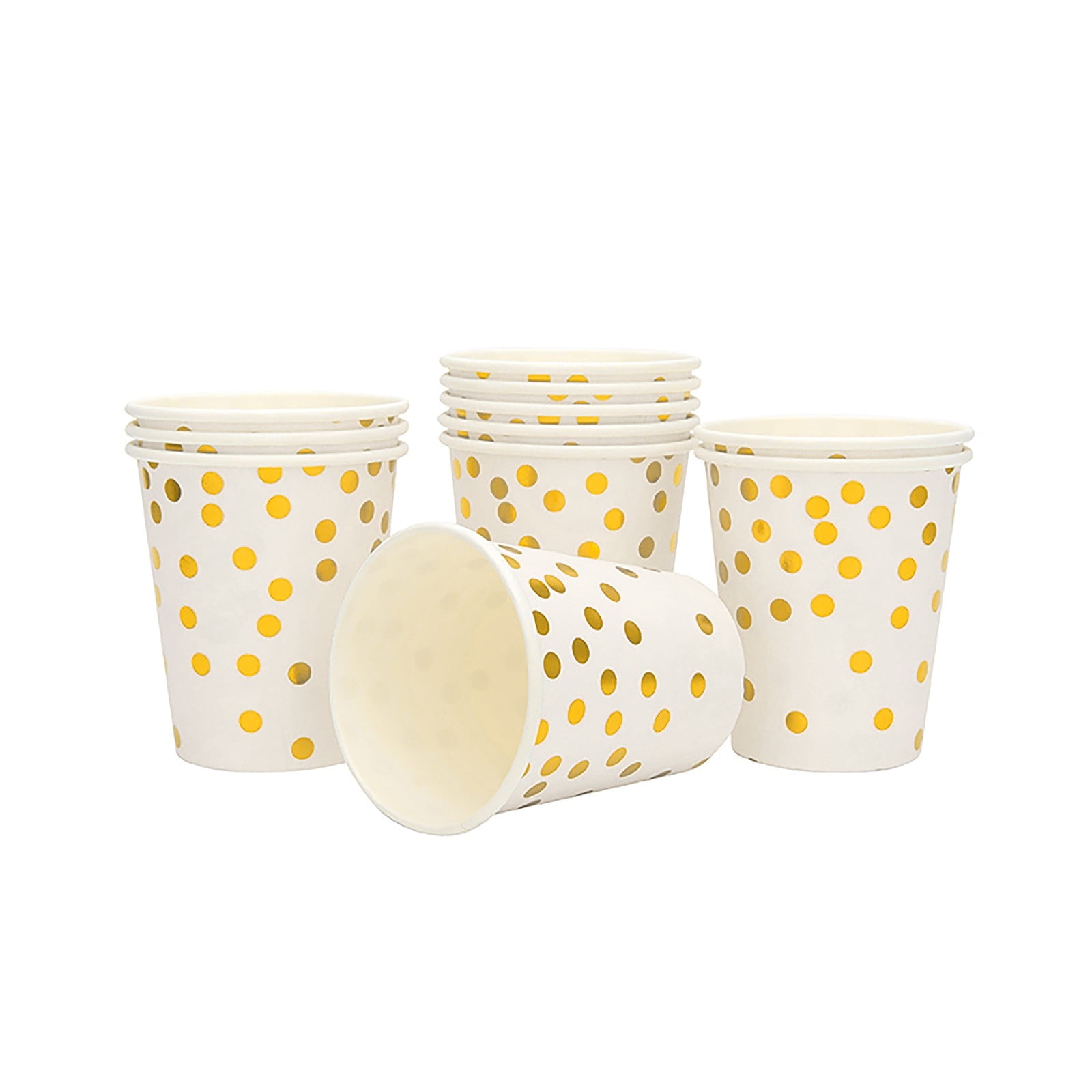 Infidev Disposable Cup Party Supplies Set Disposable Gold Point Paper ...