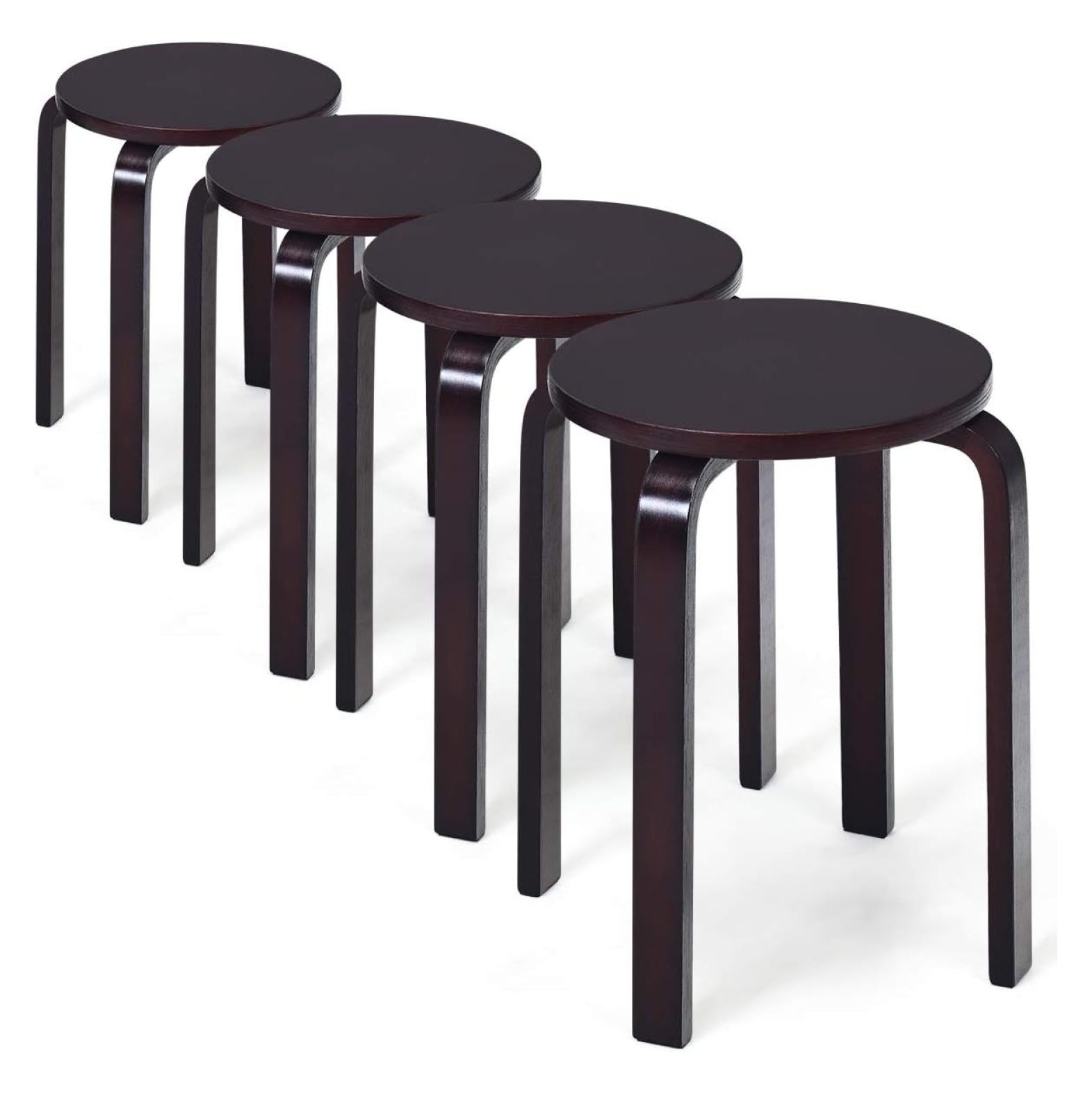 wang hao ran 4 Pieces Bentwood Stools, Stackable Round Top Chairs, 18 Inch Small Backless Stools ...
