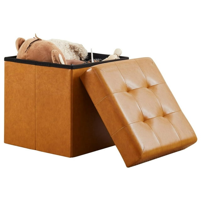 wangc123 15 Inch Folding Storage Ottoman with Storage, Square Small ...