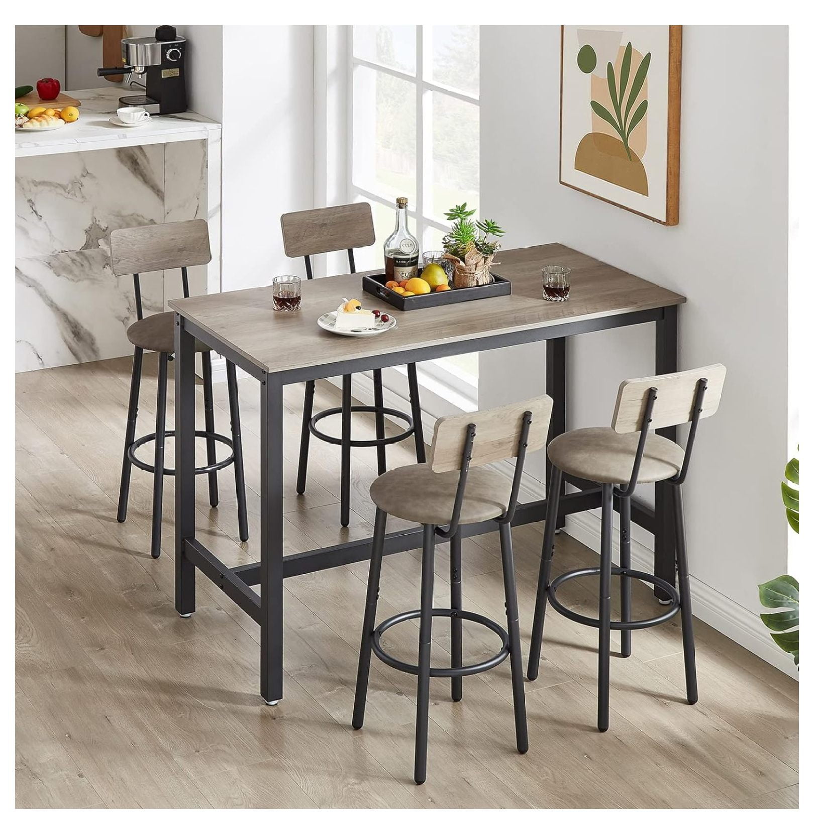 5 Piece Pub Table Set 5-Piece Counter Height Table & Chairs Set – Brown ...