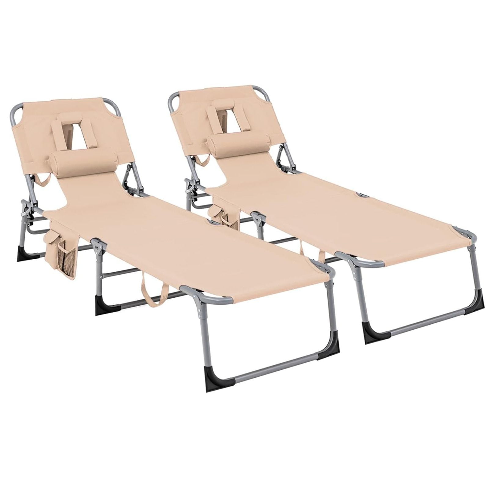 wangc123 Beach Chaise Lounge Chair with Hole for Face, Patio Folding ...