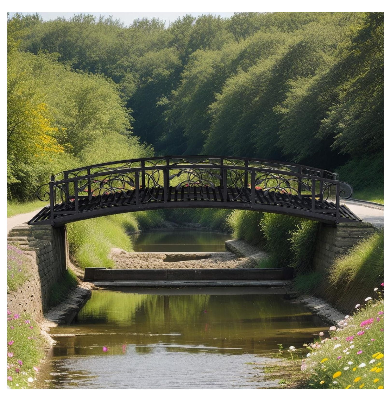 wangc123 Kinlife 8 FT Metal Arch Garden Bridge – Outdoor Pond Bridge ...