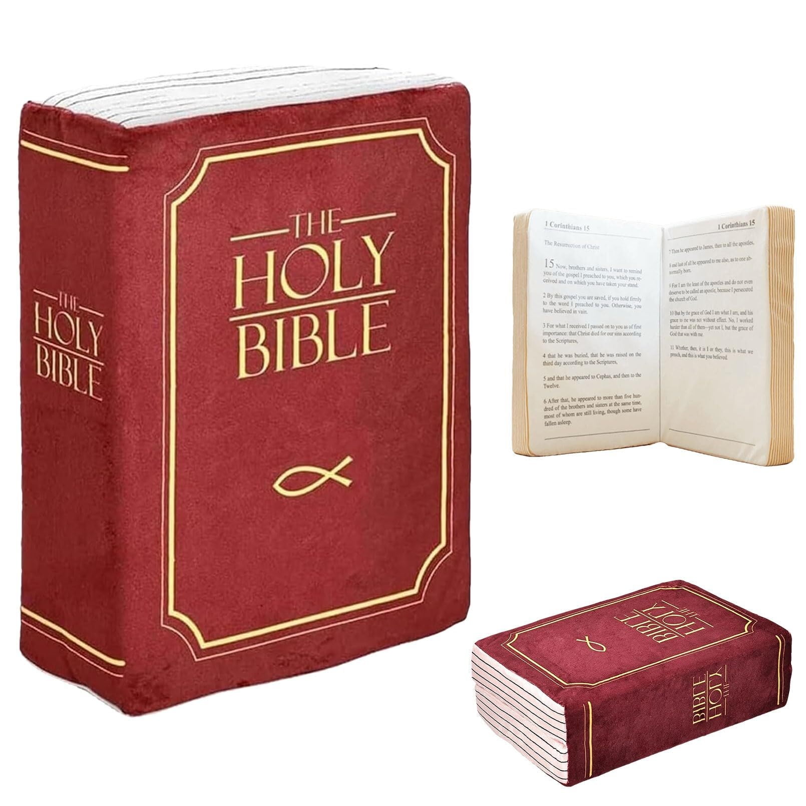 wangli Bible Pillow, Holy Bible Pillow, Bible Pillow Book Plush That Opens, Super Soft & Plushy ...