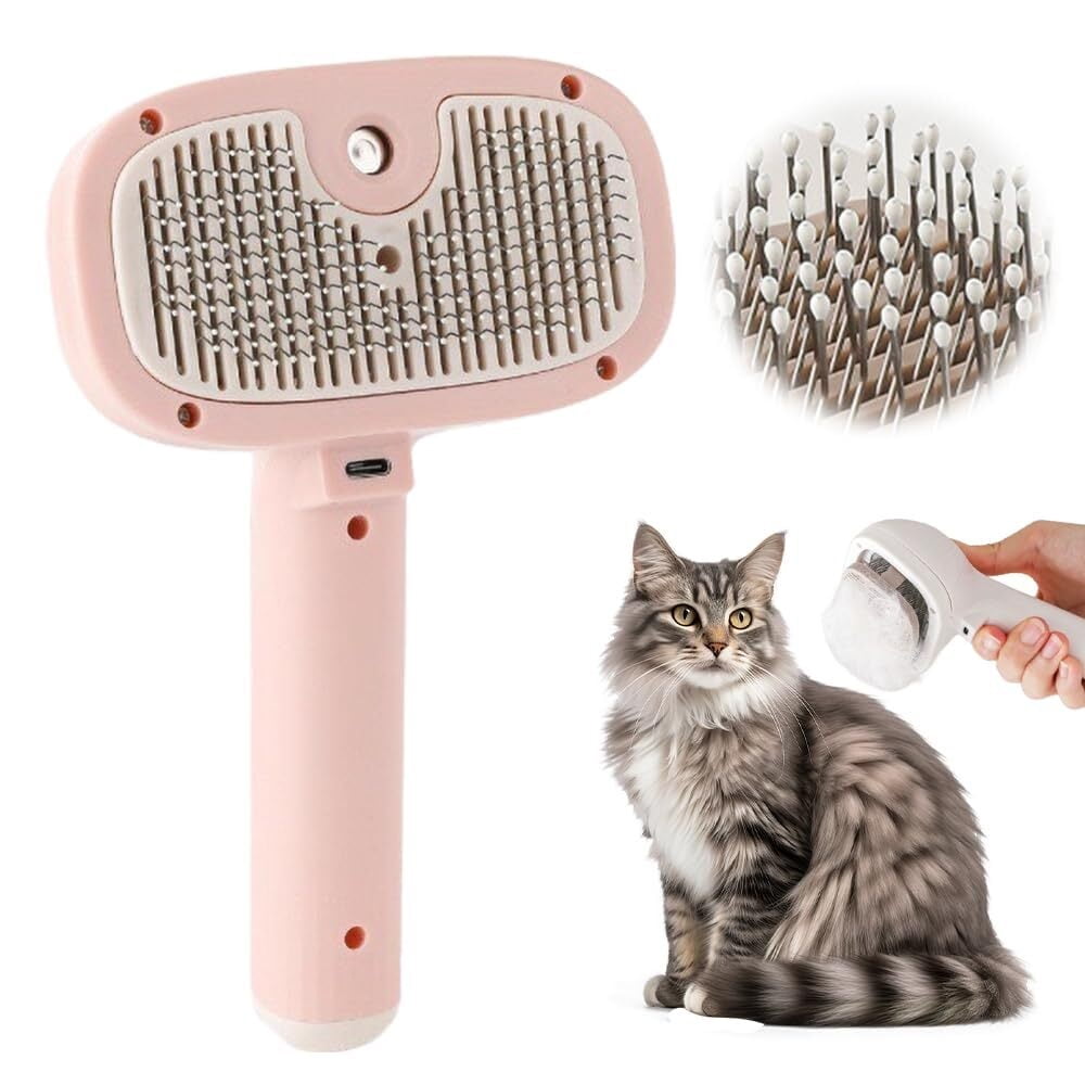 wangli Cat Steam Brush for Shedding, Pet Steam Groomer Comb for Indoor ...