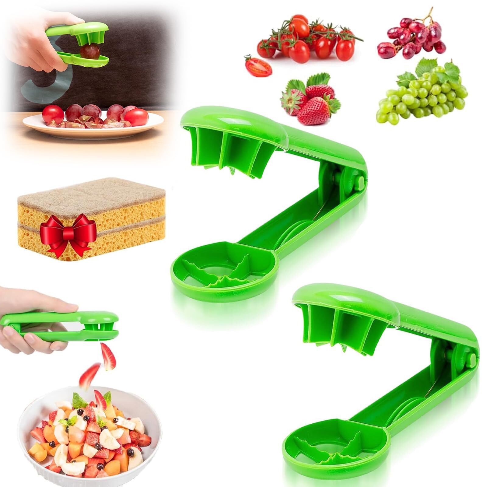 wangli Cherry Tomato Strawberry Slicer, 2025 New 2 Pcs Grape Cutter Grape Slicer for Toddlers ...