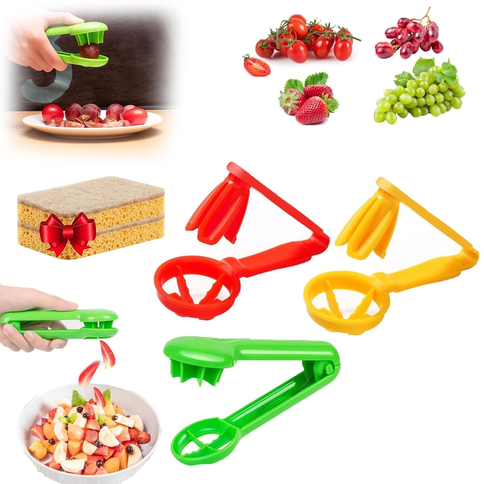 wangli Cherry Tomato Strawberry Slicer, 2025 New 2 Pcs Grape Cutter Grape Slicer for Toddlers ...