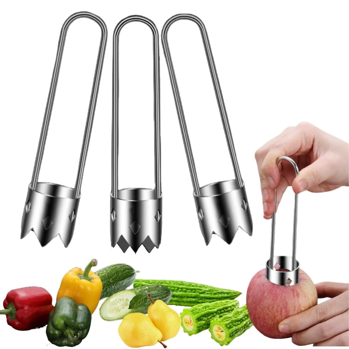 wangli Green Red Bell Pepper Corer, Apple/Pear Corer Remover Tool, 2025 Upgraded Stainless Steel ...