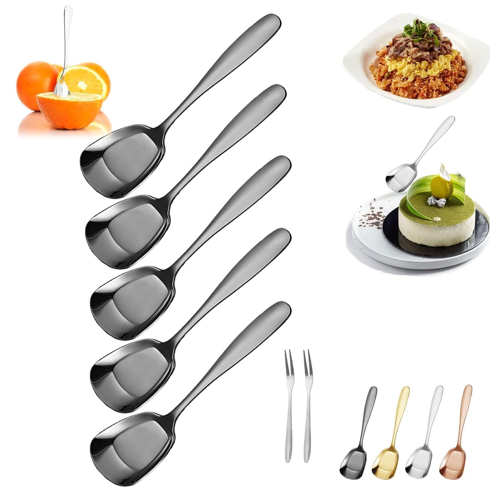 wangqiang Arithmetic Square Head Stainless Steel Spoons, Korean Style ...