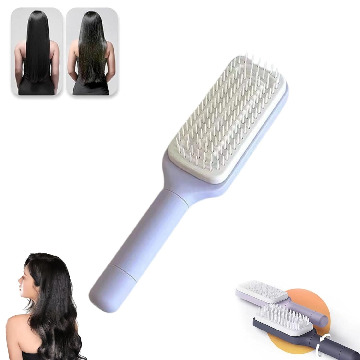 wangqiang Retractable hairbrush, Easy clean hairbrush with retractable ...