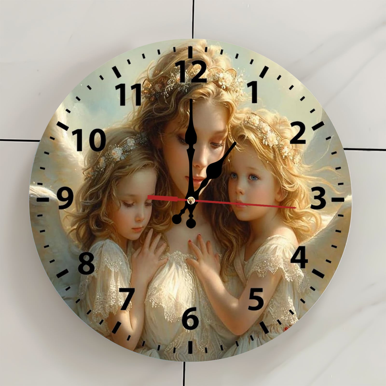 warm family Wall Clock - 12 Inch Wooden Art Hanging Clock, Silent Non ...