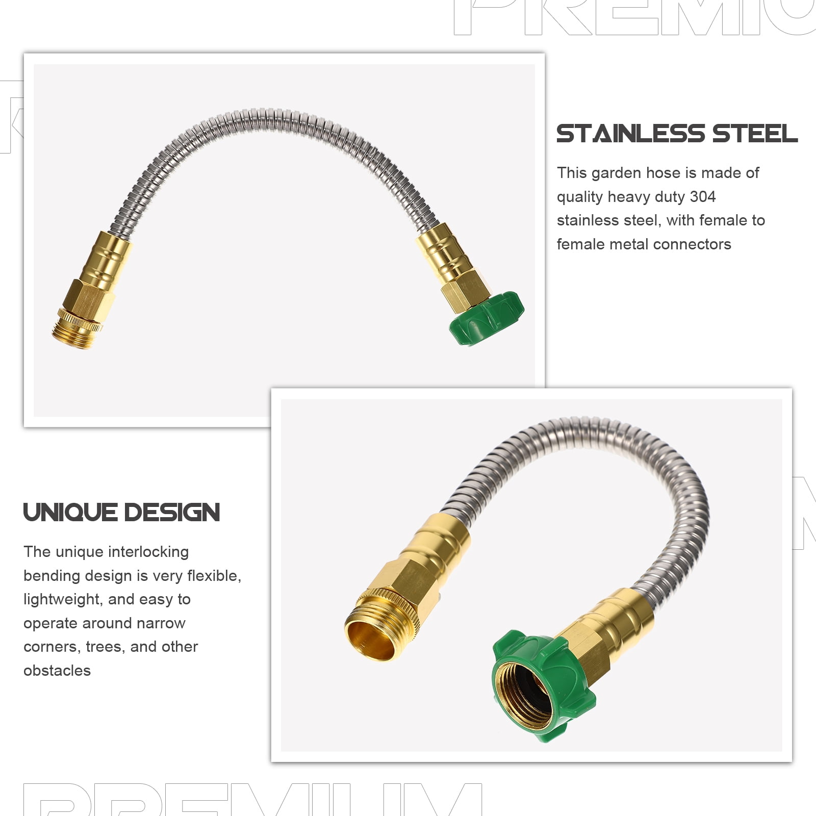 Stainless Steel 1ft Garden Hose with Female to Female Metal Connector ...