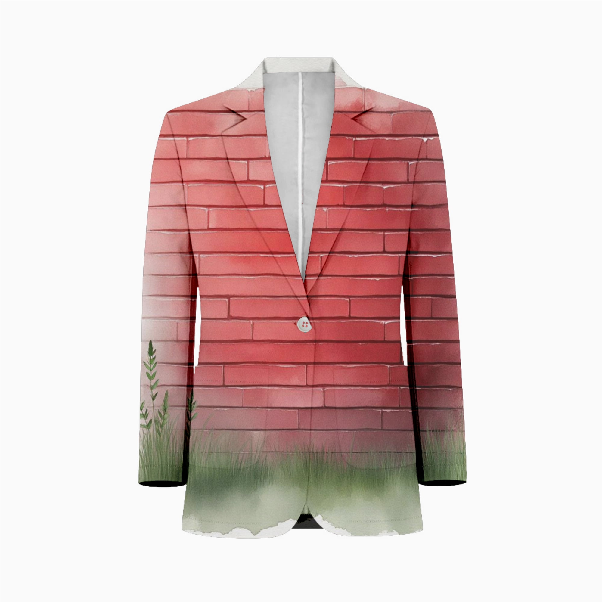 watercolor Red brick wall Customized Men's Suits full man Shawl Collar ...