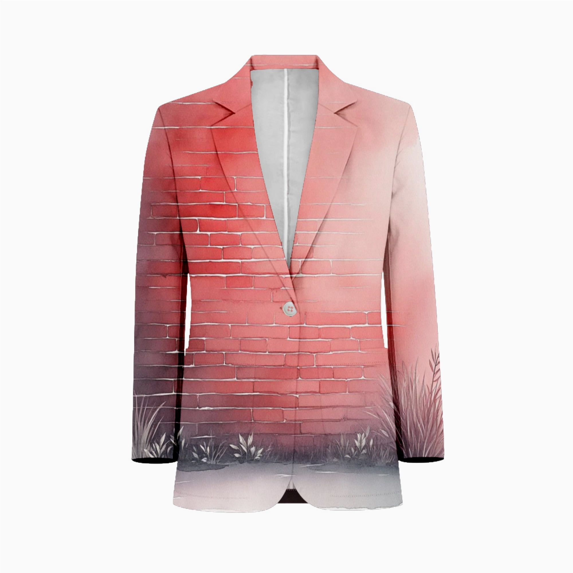 watercolor Red brick wall Sunlight Mens Suits Shawl Collar Slim Fit ...